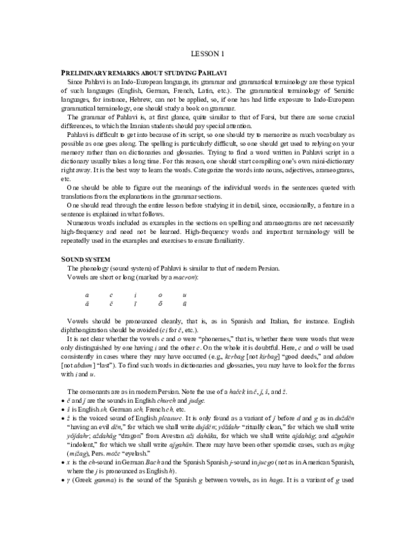 (PDF) PRELIMINARY REMARKS ABOUT STUDYING PAHLAVI