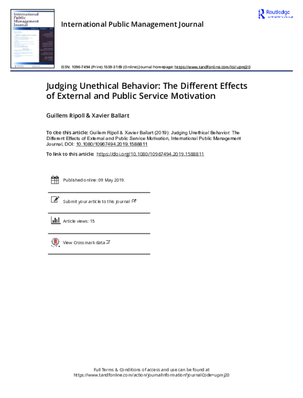 (PDF) Judging unethical behavior: the different effects of external and ...