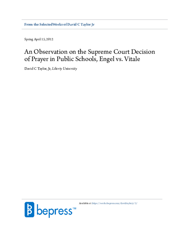 (PDF) An Observation on the Supreme Court Decision of Prayer in Public ...