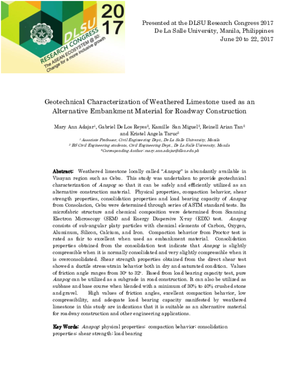 (PDF) Geotechnical Characterization of Weathered Limestone used as an ...