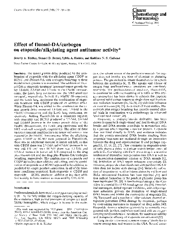 (PDF) Effect of fluosol-DA/carbogen on etoposide/alkylating agent ...