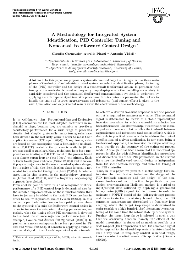 (PDF) A Methodology for Integrated System Identification, PID Controller Tuning and Noncausal ...