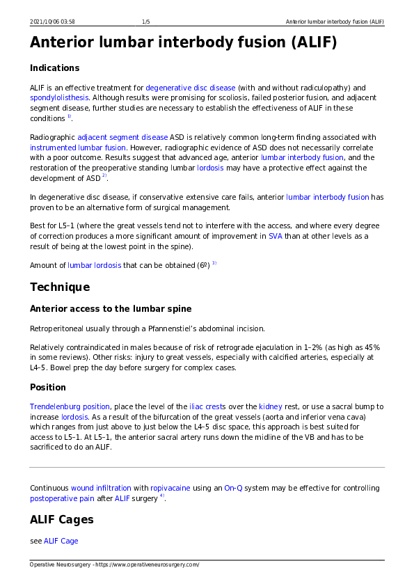 (PDF) Anterior Lumbar Interbody Fusion (ALIF) | Seth Zeidman - Academia.edu