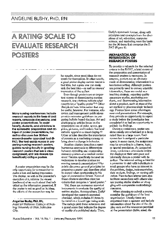 (PDF) A Rating Scale to Evaluate Research Posters