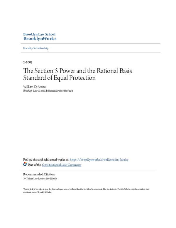 (PDF) The Section 5 Power and the Rational Basis Standard of Equal ...