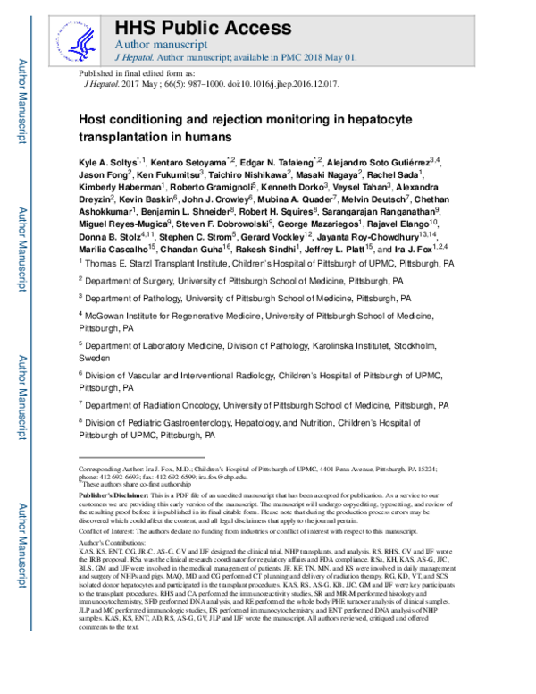 (PDF) Host conditioning and rejection monitoring in hepatocyte ...
