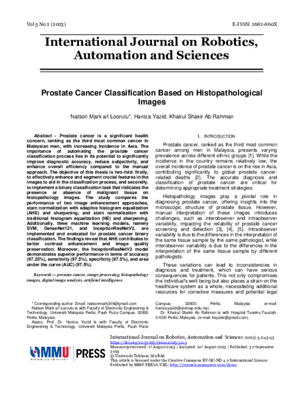 (PDF) Prostate Cancer Classification Based on Histopathological Images