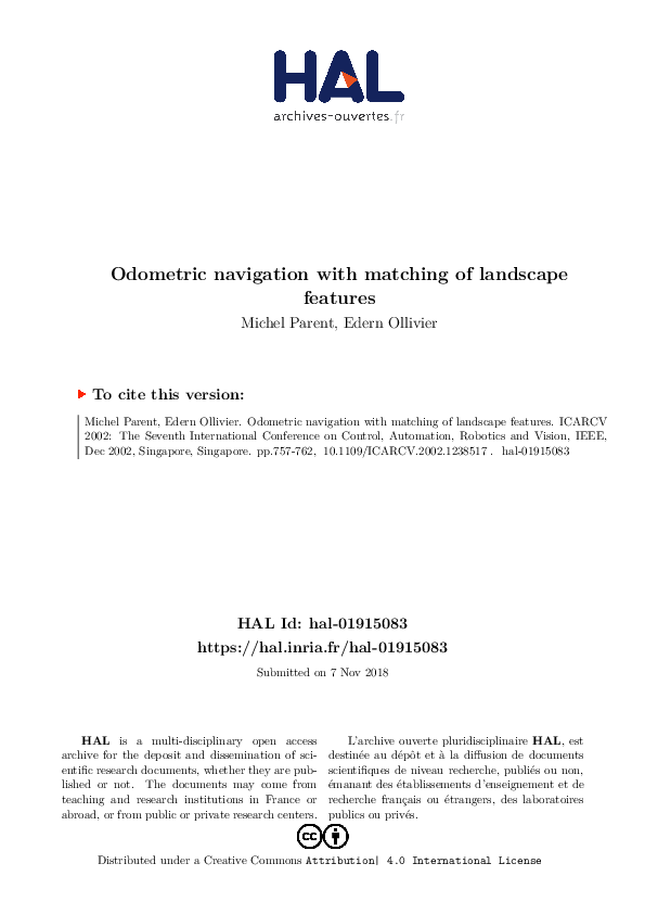 (PDF) Odometric navigation with matching of landscape features