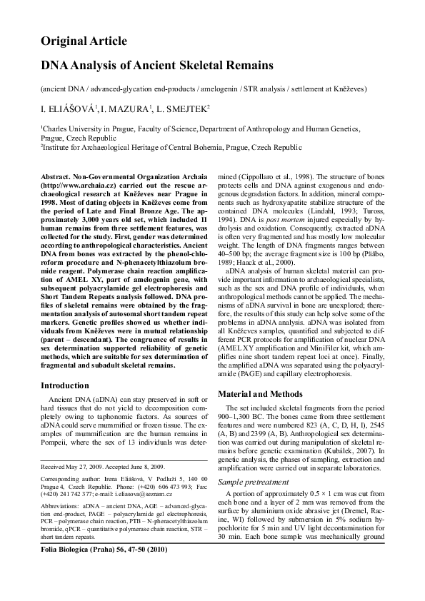 (PDF) DNA Analysis of Ancient Skeletal Remains