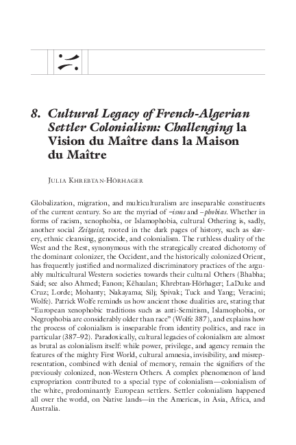 (PDF) Cultural Legacy of French-Algerian Settler Colonialism ...