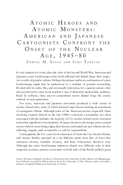 (PDF) Atomic Heroes and Atomic Monsters: American and Japanese ...