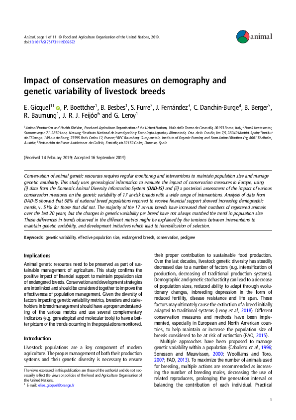 (PDF) Impact of conservation measures on demography and genetic variability of livestock breeds ...