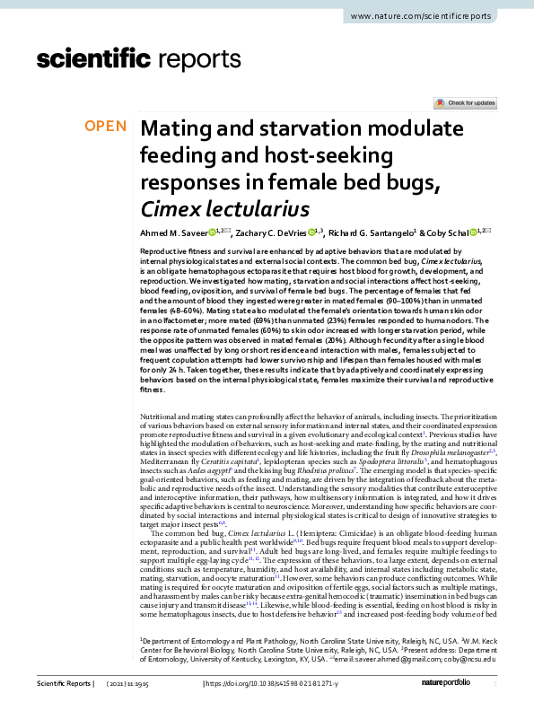 (PDF) Mating and starvation modulate feeding and host-seeking responses ...