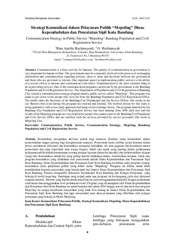(PDF) Strategi Komunikasi dalam Pelayanan Publik “Mepeling” Dinas ...