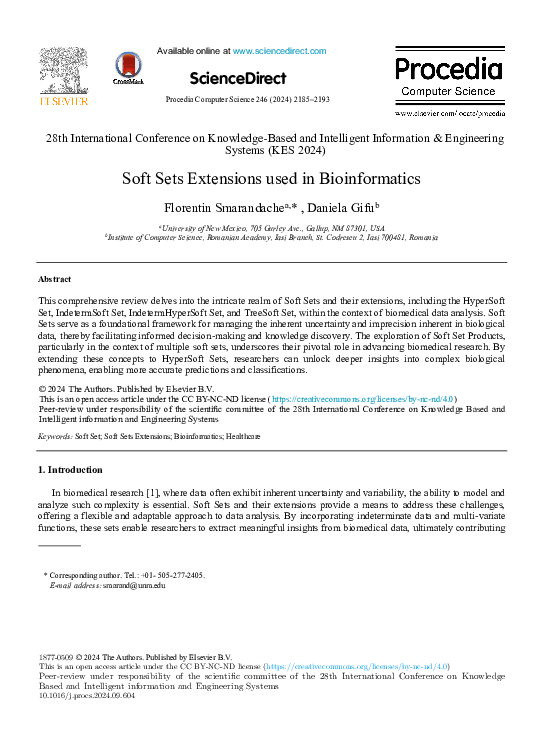 (PDF) Soft Sets Extensions used in Bioinformatics