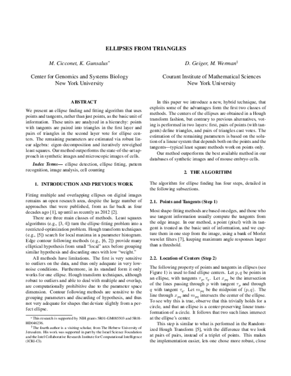 (PDF) Ellipses from triangles