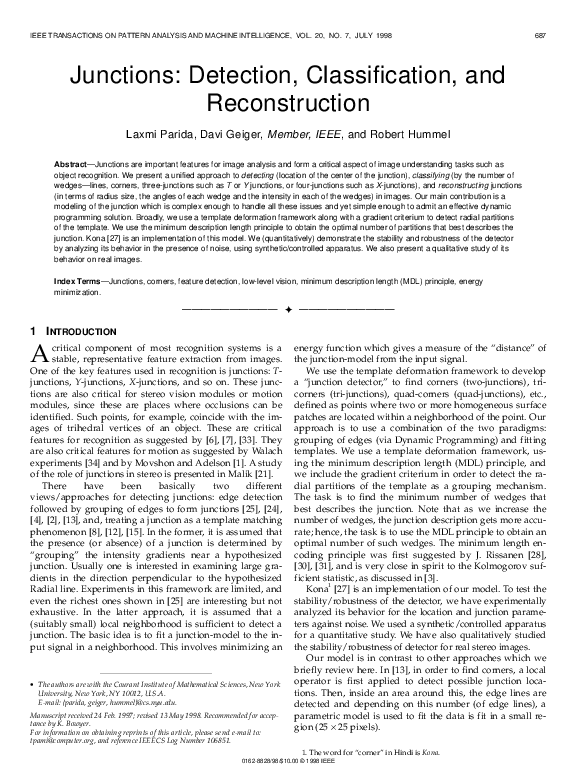 (PDF) Junctions: detection, classification, and reconstruction