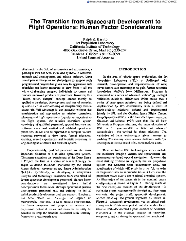 (PDF) The Transition from Spacecraft Development to Flight Operations ...