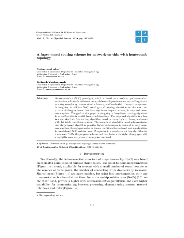 (PDF) A fuzzy-based routing scheme for network-on-chip with honeycomb topology | Mohammad Alaei ...
