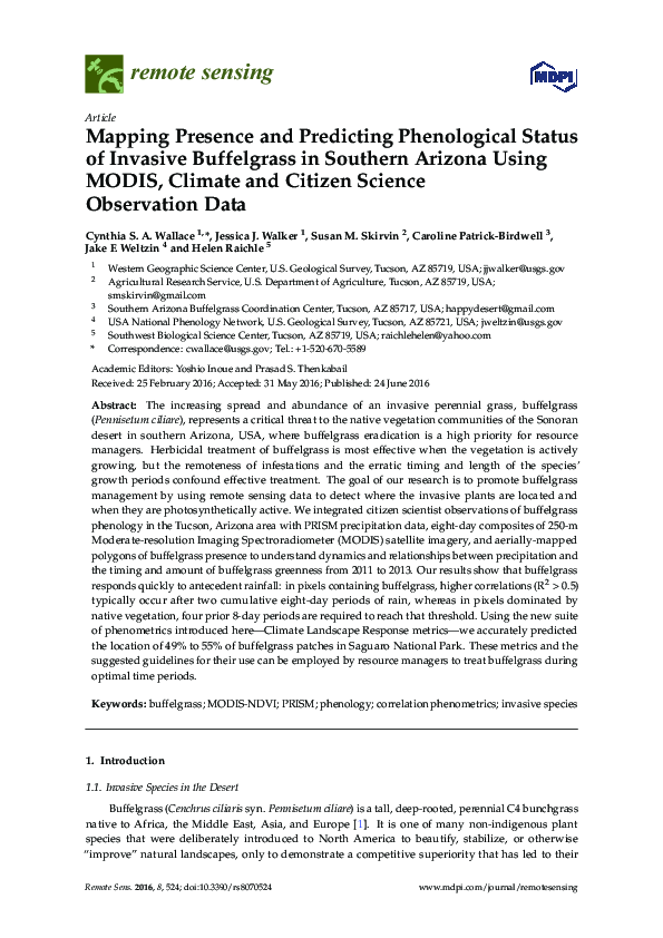 (PDF) Mapping Presence and Predicting Phenological Status of Invasive ...