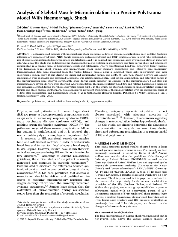 (PDF) Analysis of skeletal muscle microcirculation in a porcine ...