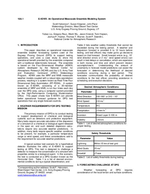 (PDF) E-4DWX: An Operational Mesoscale Ensemble Modeling System