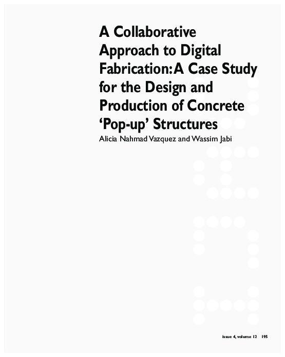 (PDF) A Collaborative Approach to Digital Fabrication: A Case Study for the Design and ...