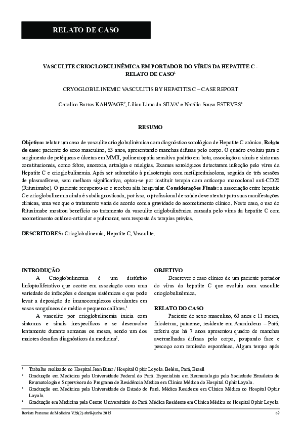 (PDF) Cryoglobulinemic Vasculitis by Hepatitis C - Case Report