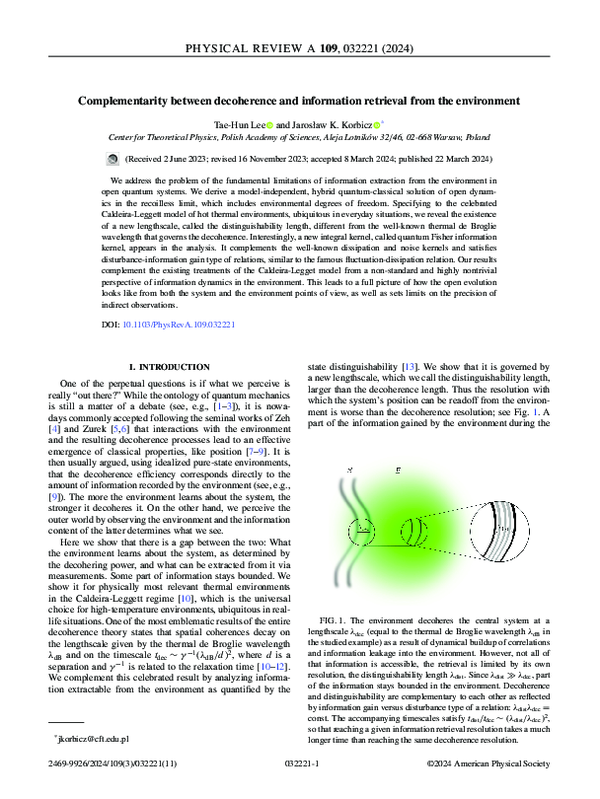 (PDF) Complementarity between decoherence and information retrieval ...