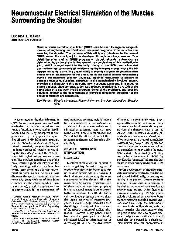 (PDF) Neuromuscular Electrical Stimulation of the Muscles Surrounding ...