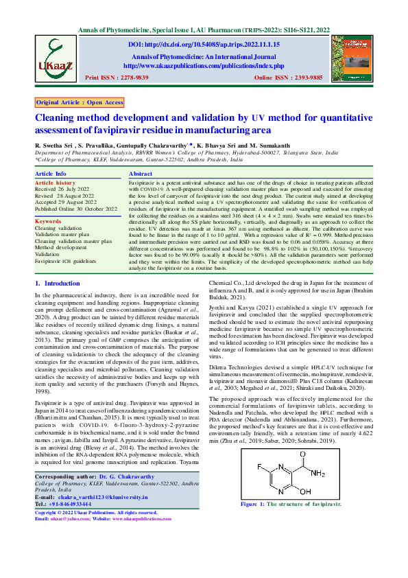 (PDF) Cleaning method development and validation by UV method for quantitative assessment of ...
