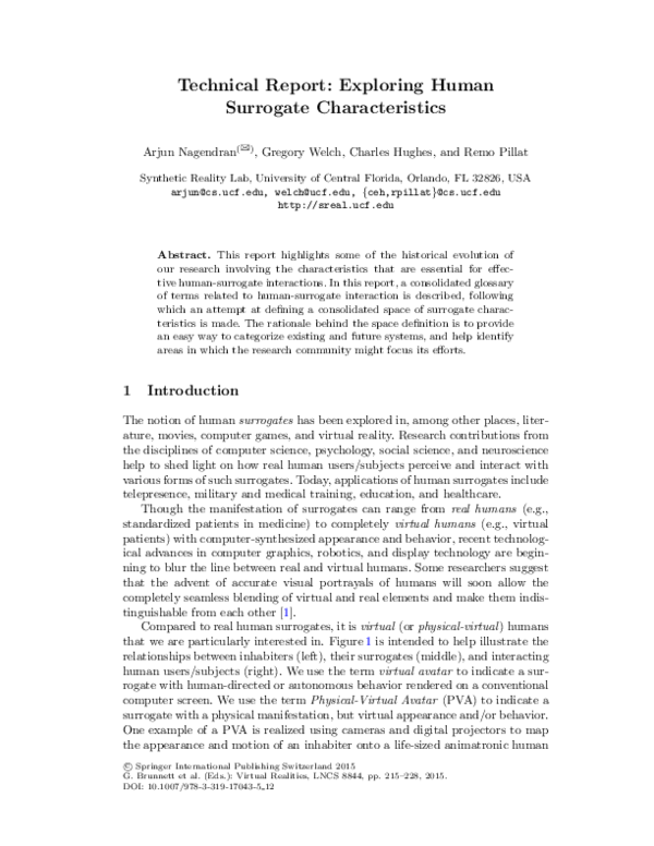 (PDF) Technical Report: Exploring Human Surrogate Characteristics