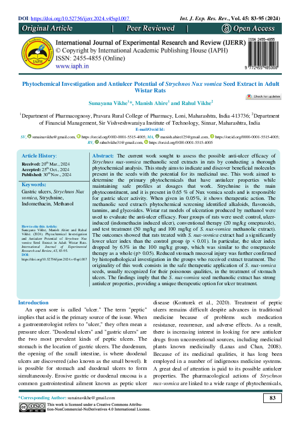 (PDF) Phytochemical Investigation and Antiulcer Potential of Strychnos ...