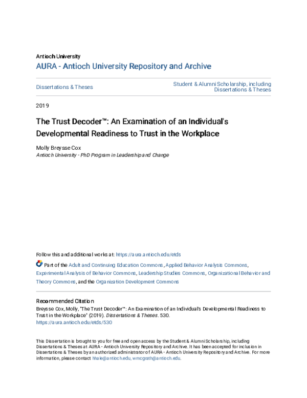 (PDF) The Trust Decoder™: An Examination of an Individual's ...