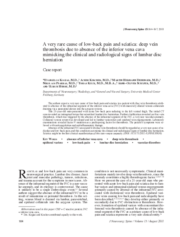 (PDF) A very rare cause of low-back pain and sciatica: deep vein ...