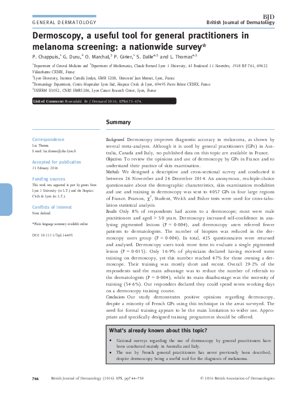 (PDF) Dermoscopy, a useful tool for general practitioners in melanoma ...