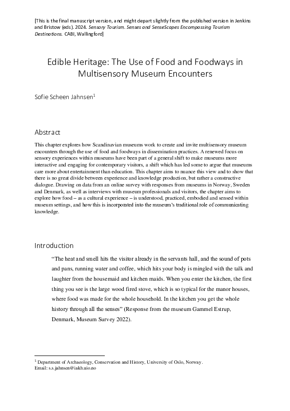 (PDF) Edible Heritage: The Use of Food and Foodways in Multisensory ...