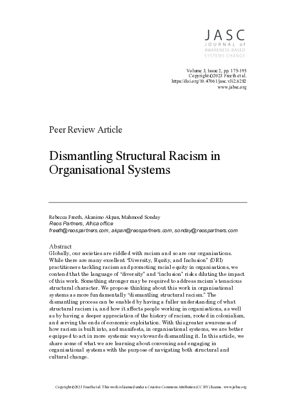 (PDF) Dismantling Structural Racism in Organisational Systems
