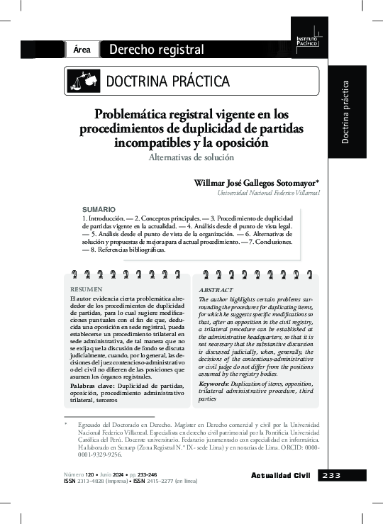 (PDF) Doctrina práctica Problemática registral vigente en los procedimientos