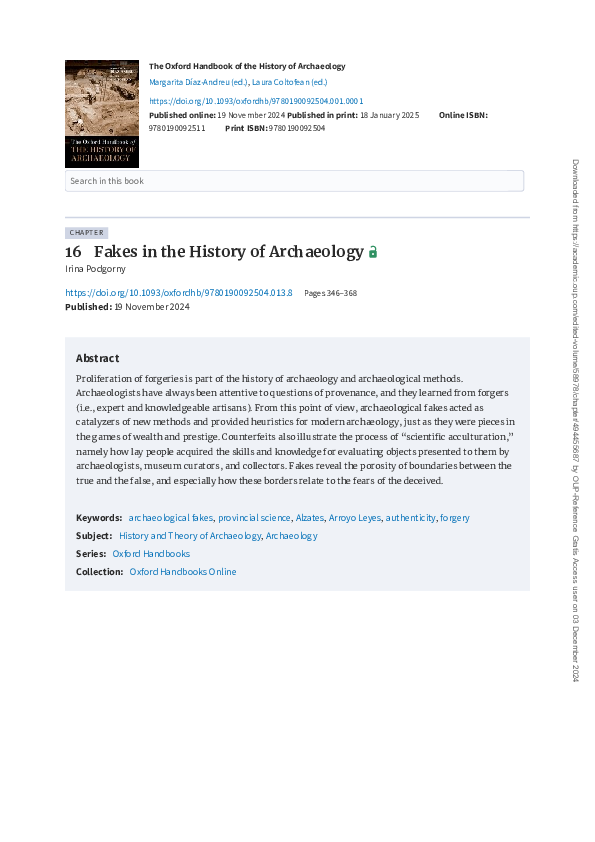 (PDF) Fakes in the history of archaeology