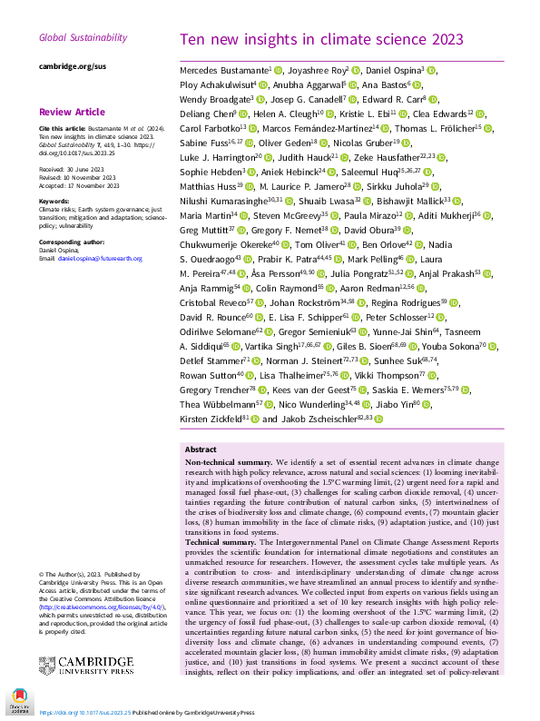 (PDF) Ten New Insights in Climate Science 2023/2024