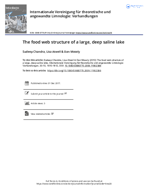 (PDF) The food web structure of a large, deep saline lake