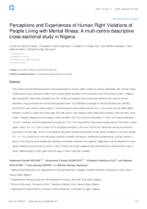 (PDF) Perceptions and Experiences of Human Right Violations of People ...