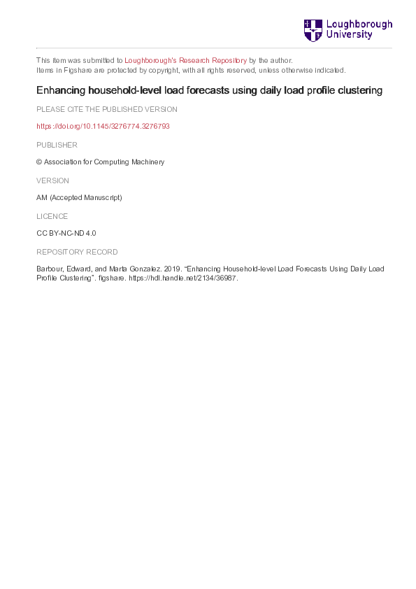 (PDF) Enhancing household-level load forecasts using daily load profile clustering | Marta ...