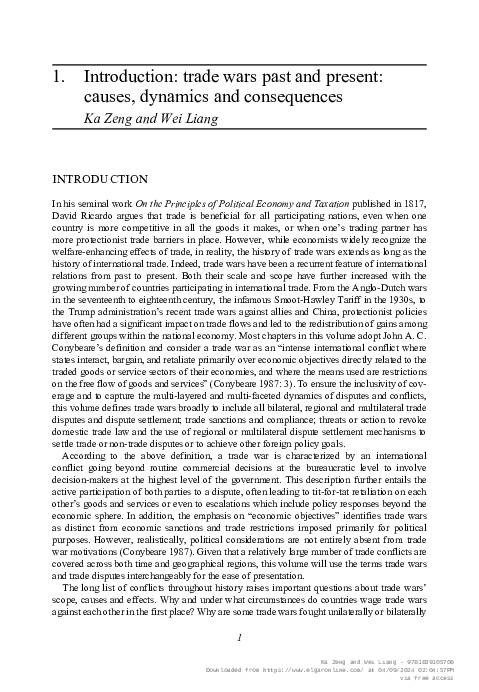 (PDF) Introduction: trade wars past and present: causes, dynamics and ...