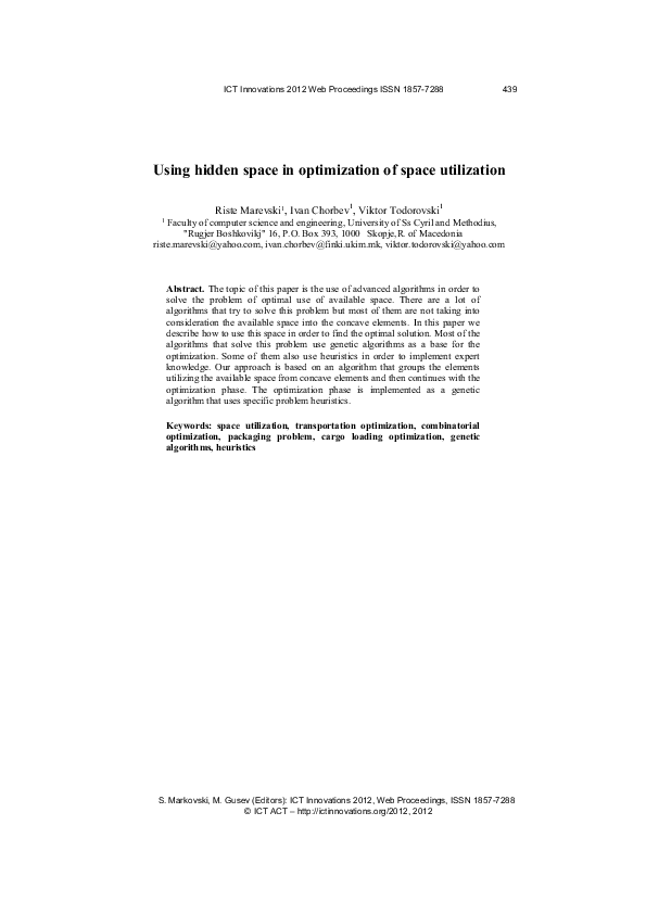 (PDF) Using hidden space in optimization of space utilization