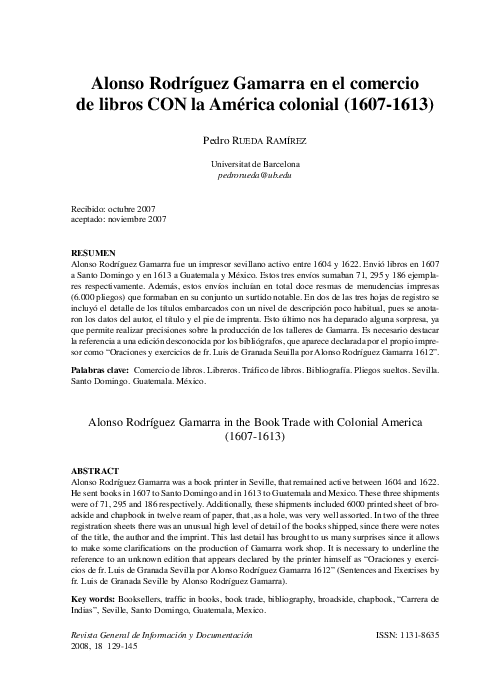 (PDF) Alonso Rodríguez Gamarra en el comercio de libros CON la América ...