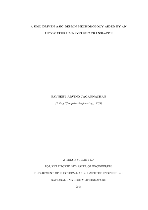 Pdf A Uml Driven Asic Design Methodology Aided By An Automated Uml