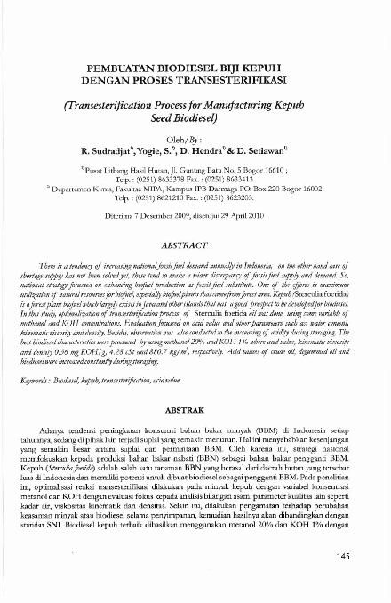 (PDF) Pembuatan Biodiesel Biji Kepuh Dengan Proses Transesterifikasi