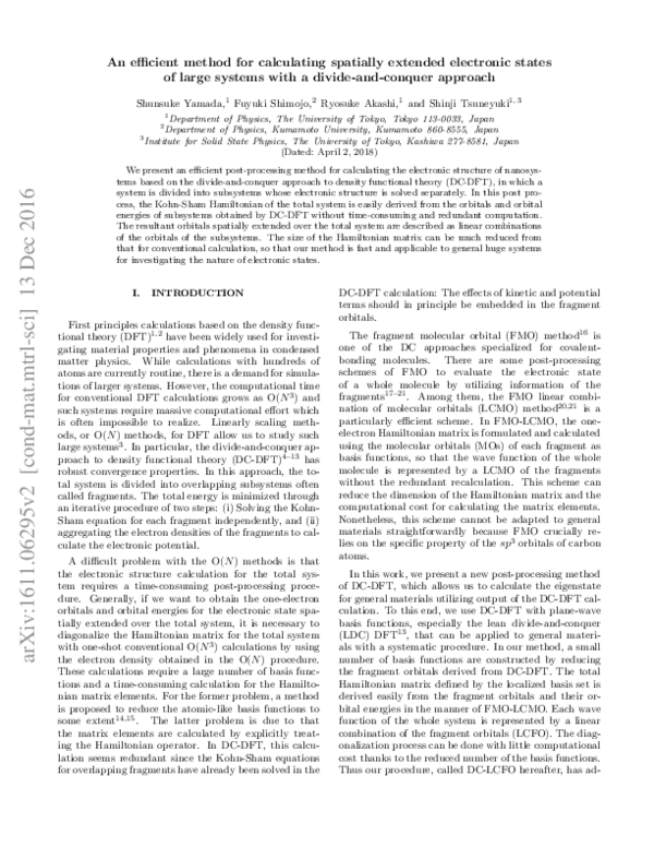 (PDF) Efficient method for calculating spatially extended electronic ...